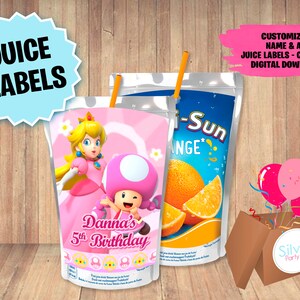 Labels for Princess Peach Party - Juice Label - DIGITAL DOWNLOAD ...