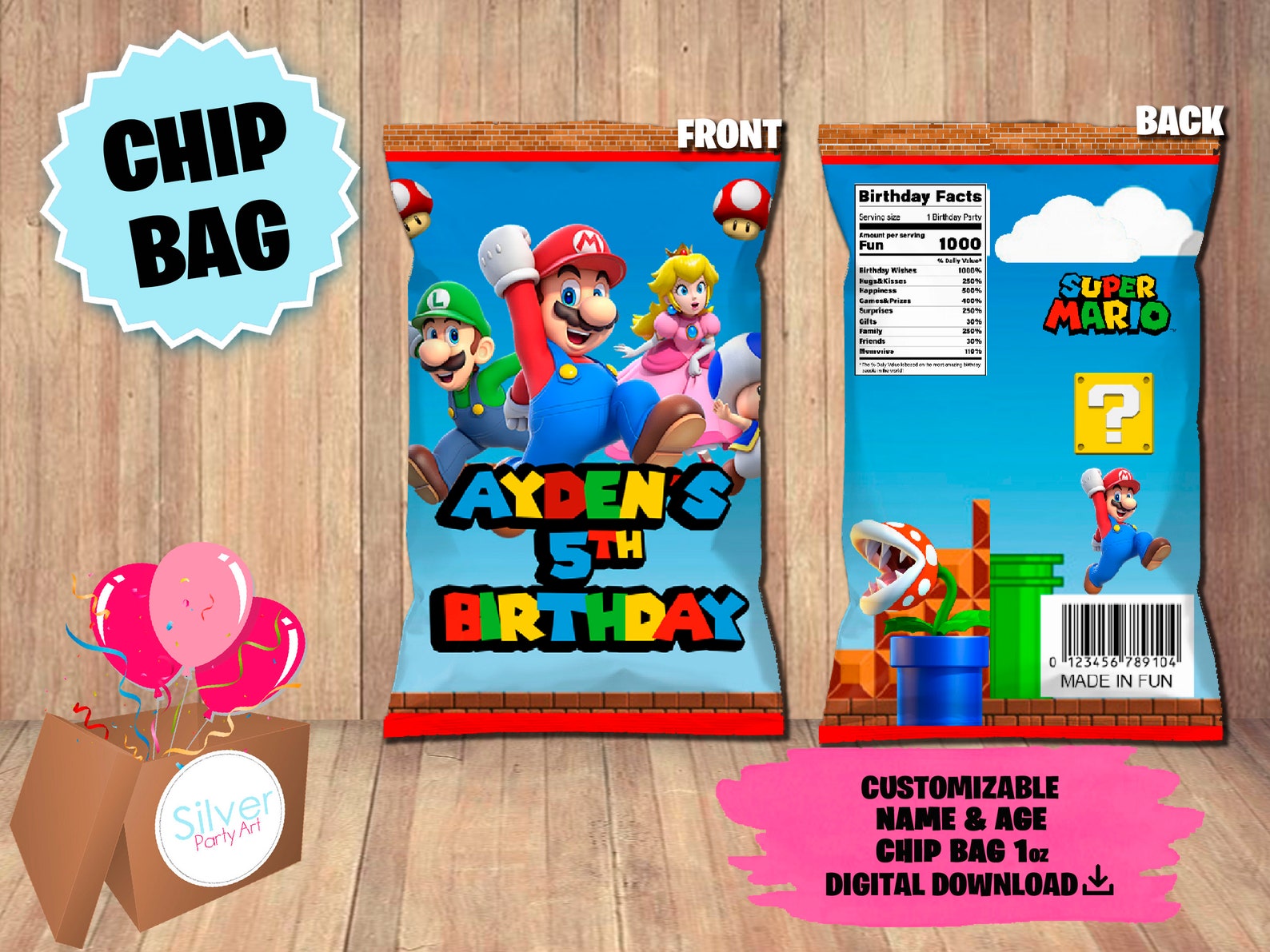 Labels for Mario Bros Party Chip Bag Label DIGITAL - Etsy