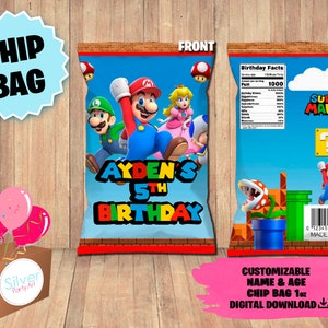 Labels for Mario Bros Party - Chip Bag Label - DIGITAL DOWNLOAD - Mario ...