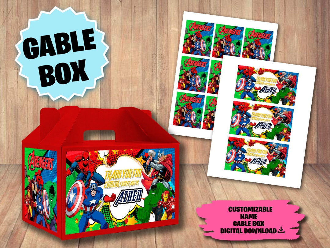 Labels for AVENGERS Birthday Party Avengers Gable Box Label Avengers ...