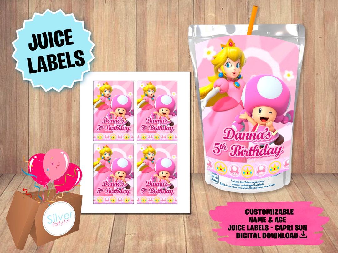 Labels for Princess Peach Party - Juice Label - DIGITAL DOWNLOAD ...