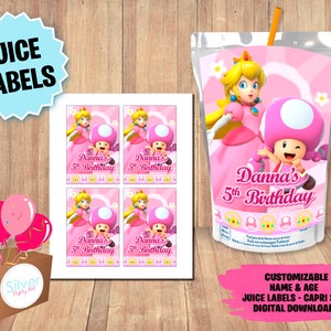 Labels for Princess Peach Party - Juice Label - DIGITAL DOWNLOAD ...