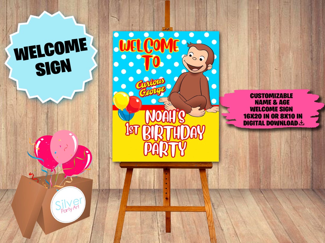 Curious George Welcome Sign, Welcome Poster, Curious George Welcome ...