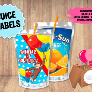 Curious George Labels - Juice Label - Capri Sun Label - DIGITAL ...