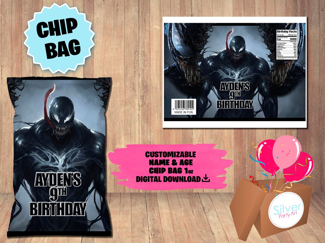 Labels VENOM Birthday Party Pack - Chip Bag Label - DIGITAL DOWNLOAD ...
