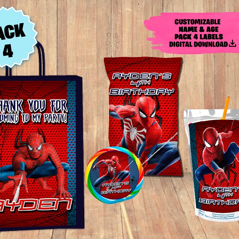 Spider Man Birthday Bags - Etsy