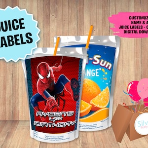 Labels for Spiderman Party - Juice Label - DIGITAL DOWNLOAD - Spiderman ...