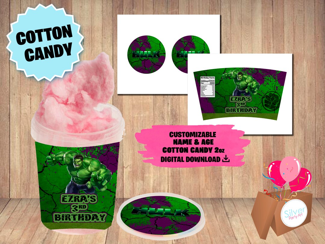 Labels Hulk Birthday Party Pack - Cotton Candy Label 2oz - DIGITAL ...
