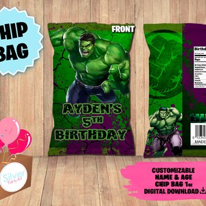 Labels for Hulk Party Pack Chip Bag Favor Bag Juice Lollipop DIGITAL ...