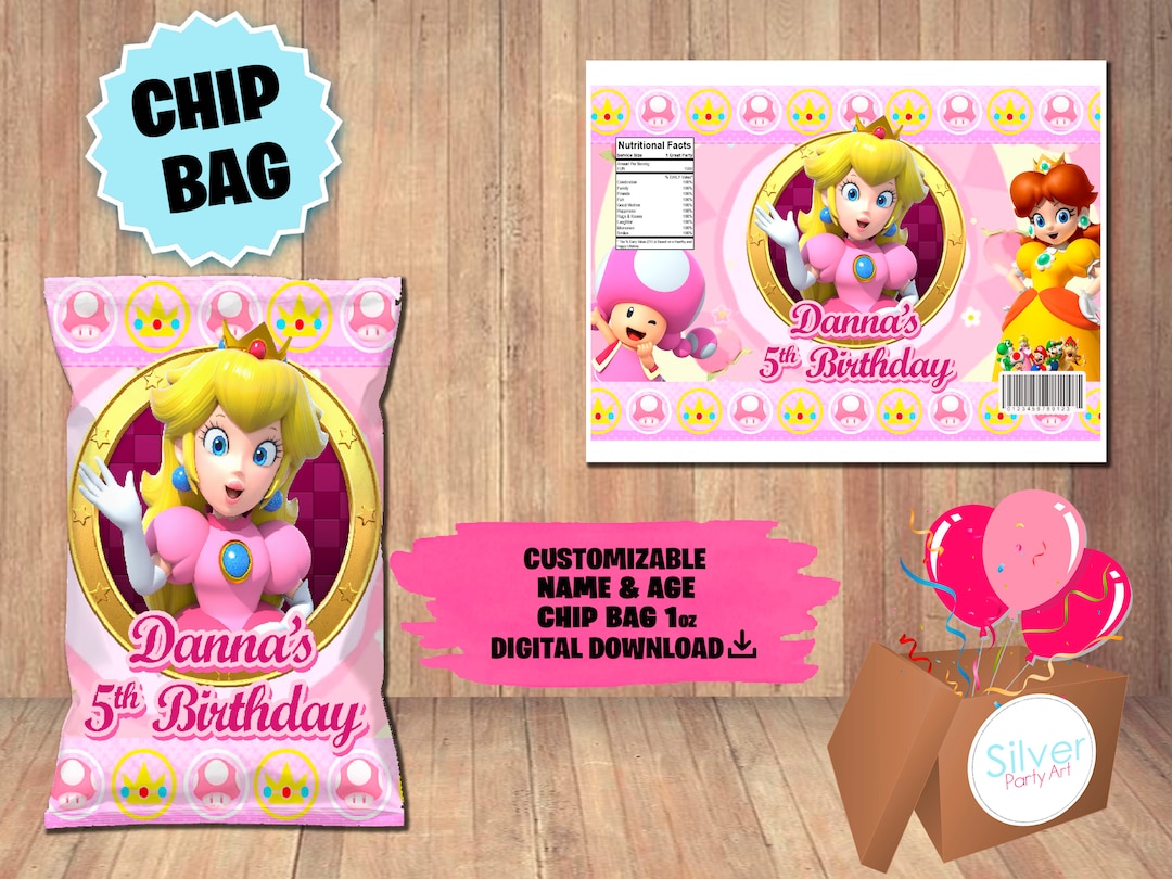 Labels for Princess Peach Party - Chip Bag Label - DIGITAL DOWNLOAD ...