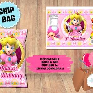 Labels for Princess Peach Party - Chip Bag Label - DIGITAL DOWNLOAD ...