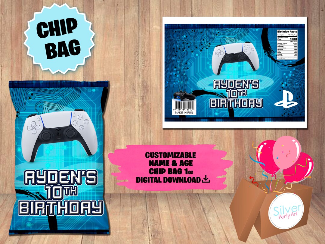 Gamer Chip Bag Label - DIGITAL DOWNLOAD Play Station Party Pack - PS5 ...