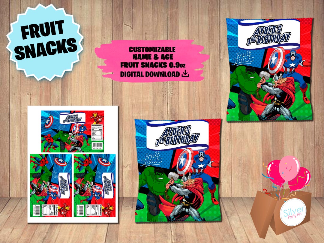 Avengers Fruit Snacks Avengers Birthday Avengers Party Only DIGITAL ...