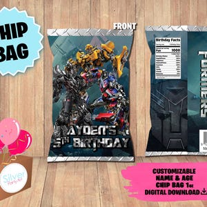Labels for Transformers Birthday Party Pack - Chip Bag - Favor Bag ...