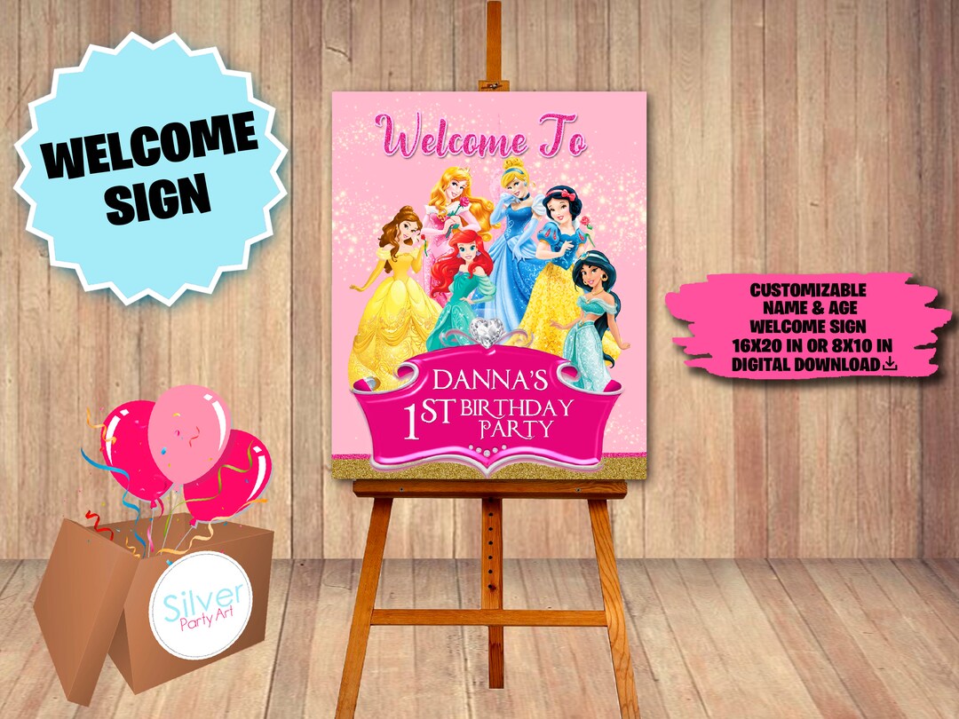 Princesses Welcome Sign, Welcome Poster, Printable Princesses Welcome ...