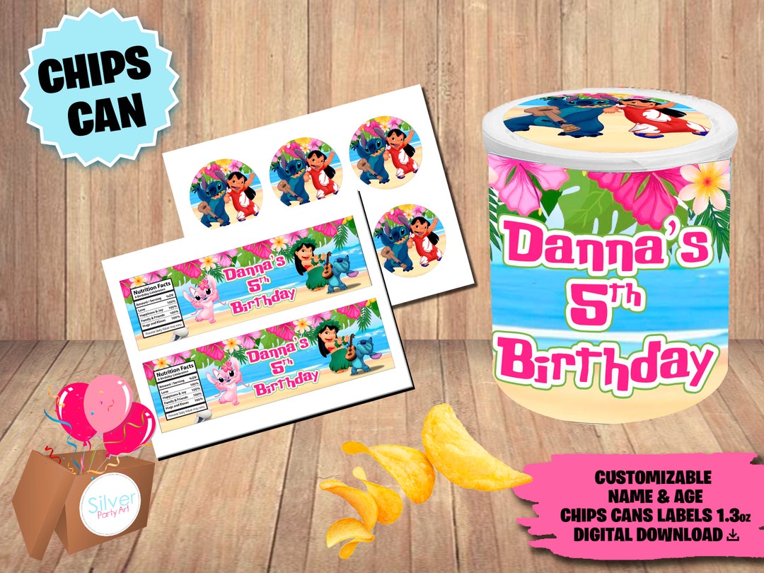 Labels for Lilo and Stitch Birthday Party Pack - Chips Can 1.3oz ...