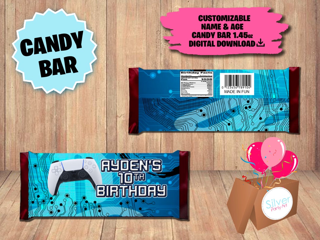 Gamer Chocolate Labels - Birthday Party - Candy Bar Wrapper - DIGITAL ...