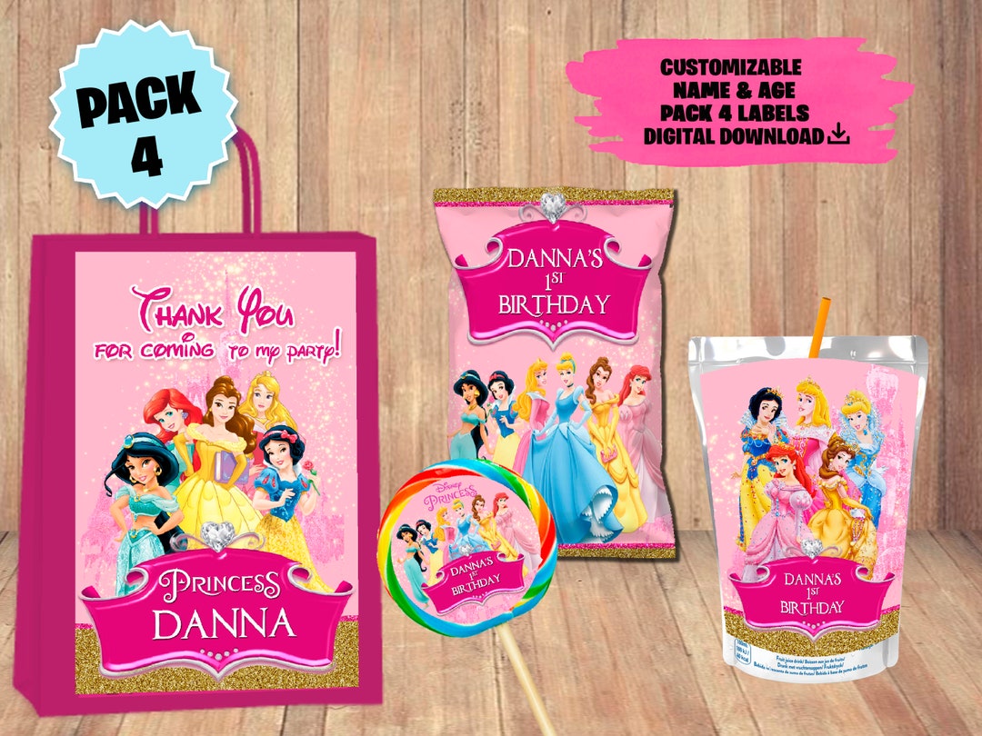 Labels for Princess Party Pack - Chip Bag - Favor Bag - Juice ...