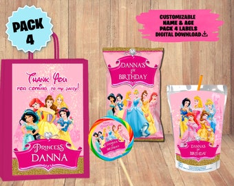 Princesses Disney Chip Bag Birthday Party Potato Labels Labels ...