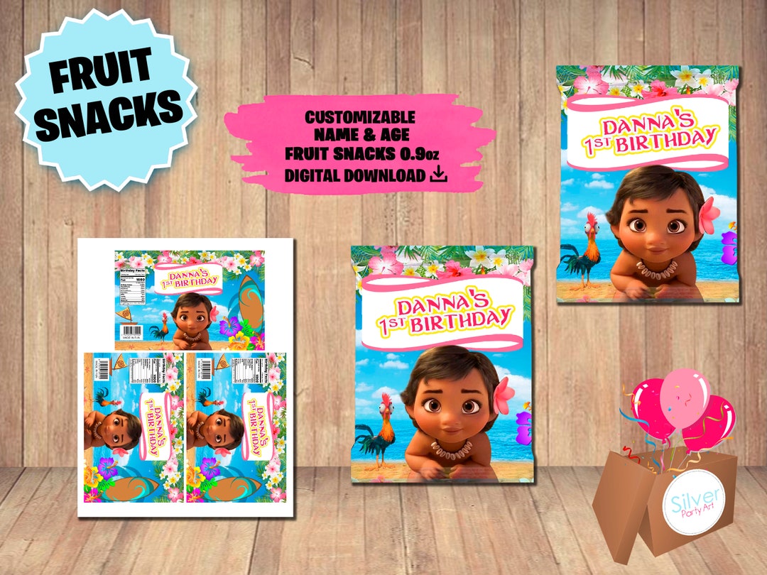 Baby Moana Fruit Snacks - Baby Moana Birthday - Baby Moana Party - Only ...