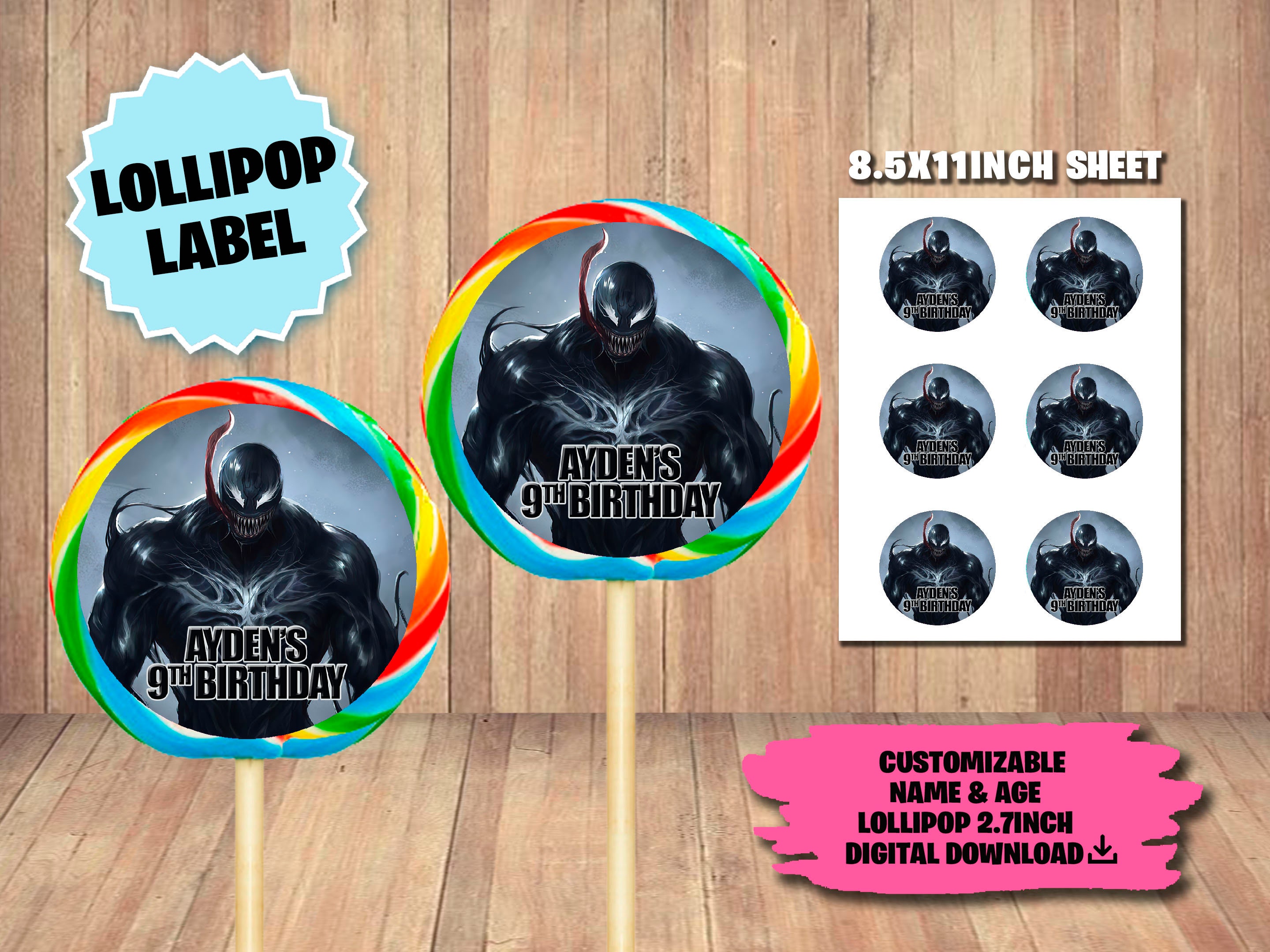 Labels for VENOM Party Pack Chip Bag Favor Bag Juice - Etsy
