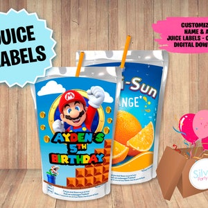 Label for Mario Bros Party - Juice Labels - Drink Label - DIGITAL ...