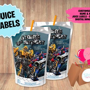 Labels for Transformers Birthday Party Pack - Chip Bag - Favor Bag ...