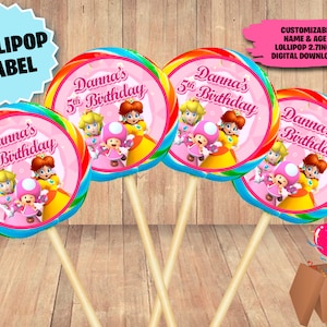 Label for Princess Peach Party - Lollipop Label - DIGITAL DOWNLOAD ...