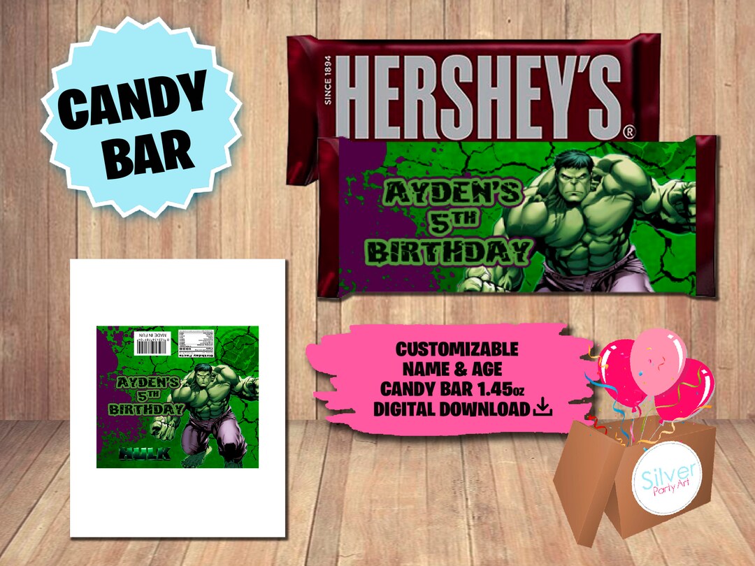 Labels for Hulk Party Candy Bar Label Chocolate Label DIGITAL DOWNLOAD ...