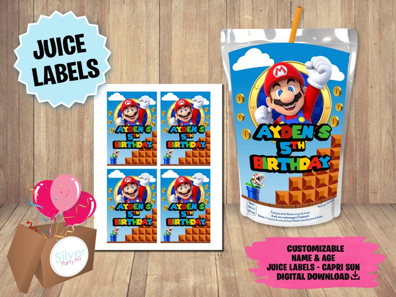 Label for Mario Bros Party Juice Labels Drink Label - Etsy