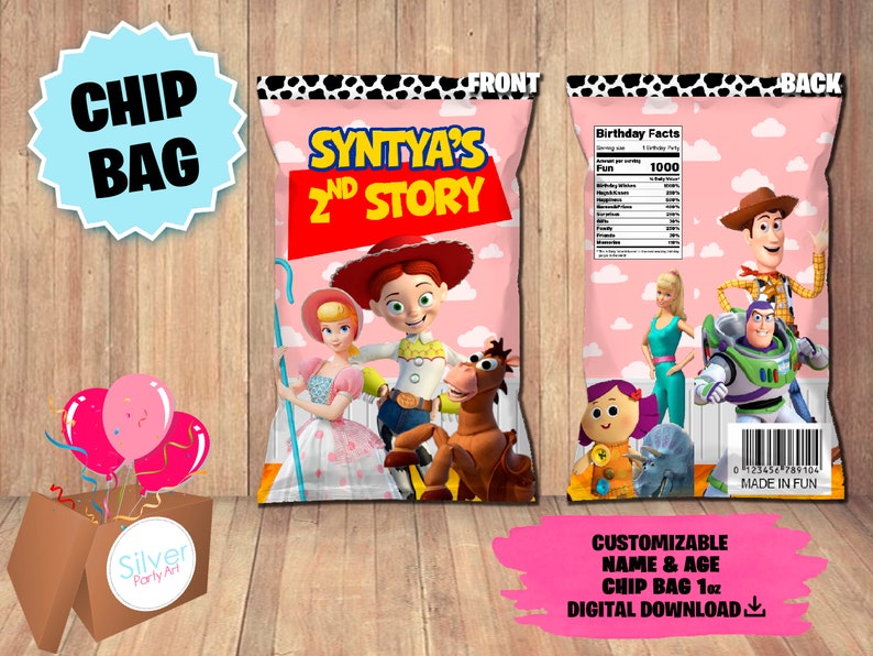 Labels for Toy Story Girl Party Chip Bag Label DIGITAL - Etsy
