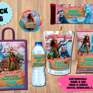 Raya and the Last Dragon Party Pack Chip Bag Favor Bag Juice Water ...
