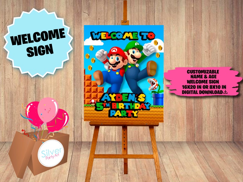 Mario Bros Welcome Sign Welcome Poster Printable Super Mario - Etsy UK