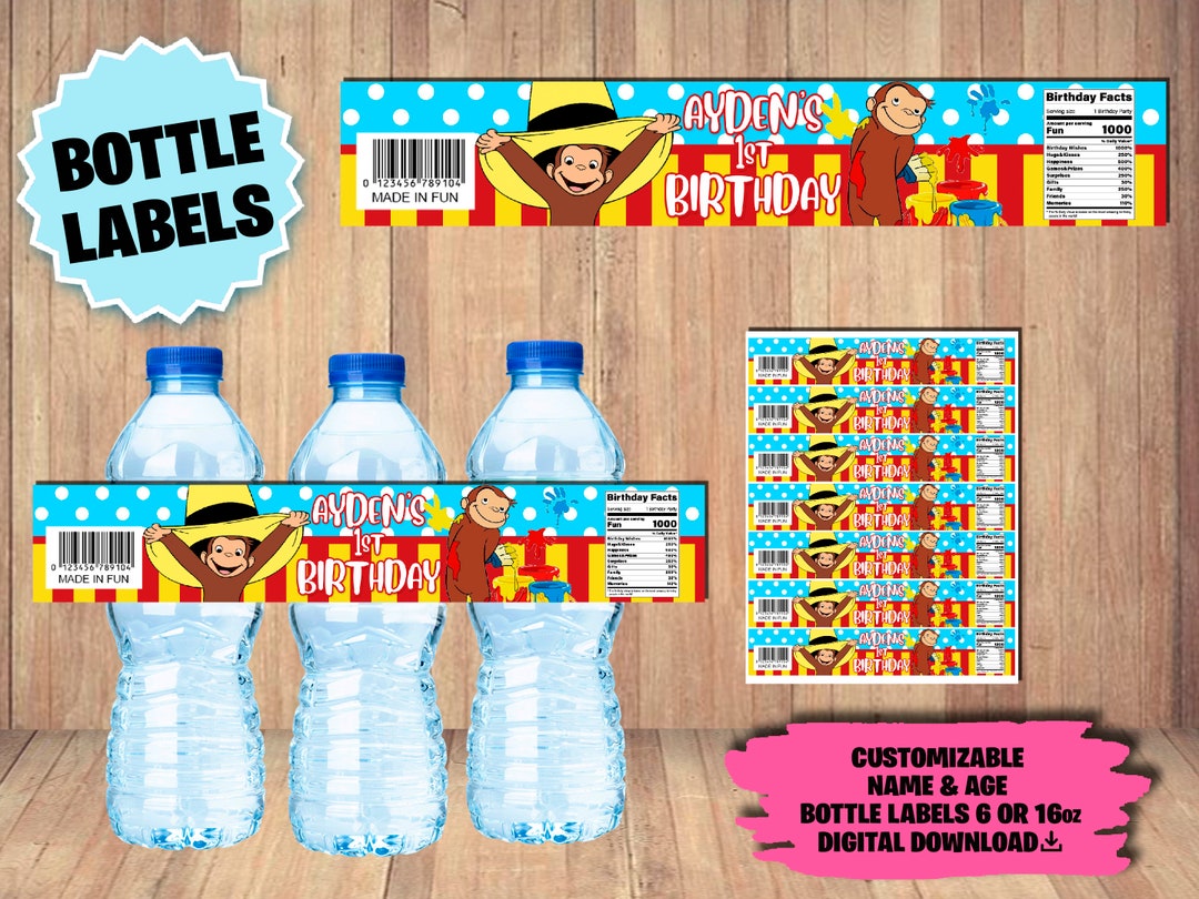 Labels for Curious George Watter Bottle - DIGITAL DOWNLOAD - Only ...