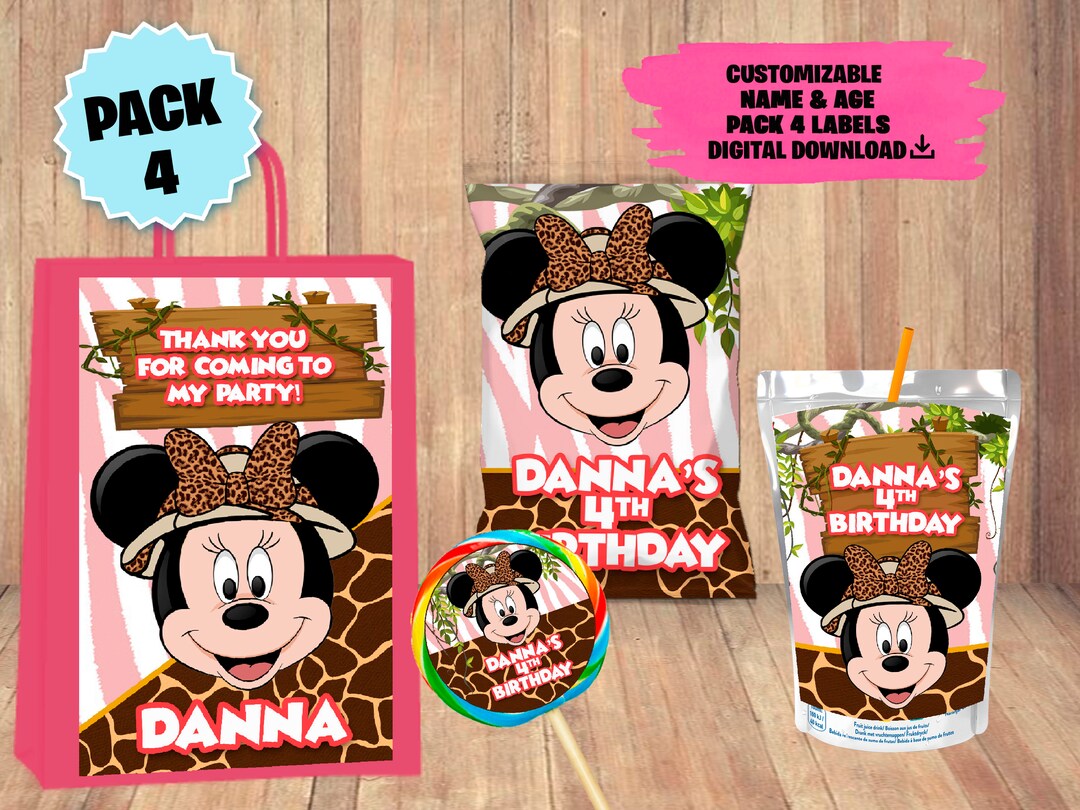Labels for Minnie Mouse Safari Party Pack - Chip Bag - Favor Bag ...