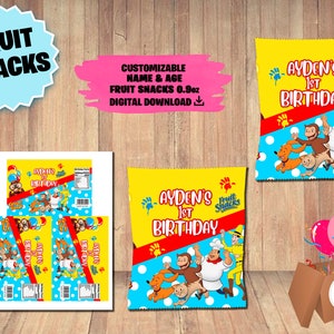 Curious George Birthday Party Pack - Fruit Snacks Wrapper - DIGITAL ...