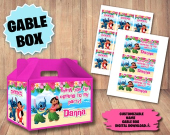Stitch & Angel Box Label Printable Gable Box Stitch Birthday Party - Etsy