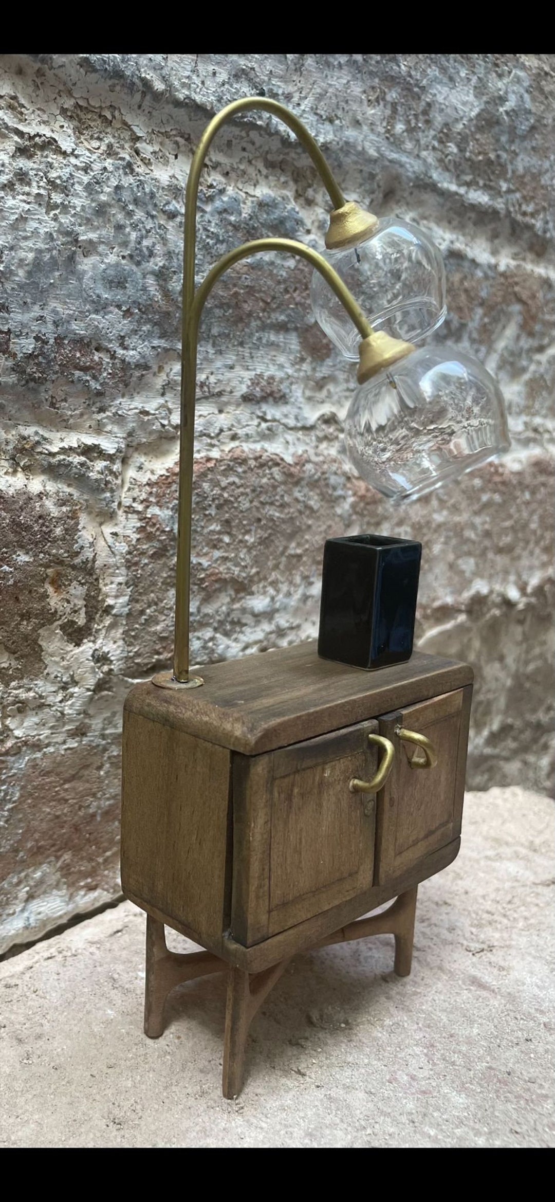 12th Scale Vintage Style Cabinet With Glass Globes Lamp - Etsy