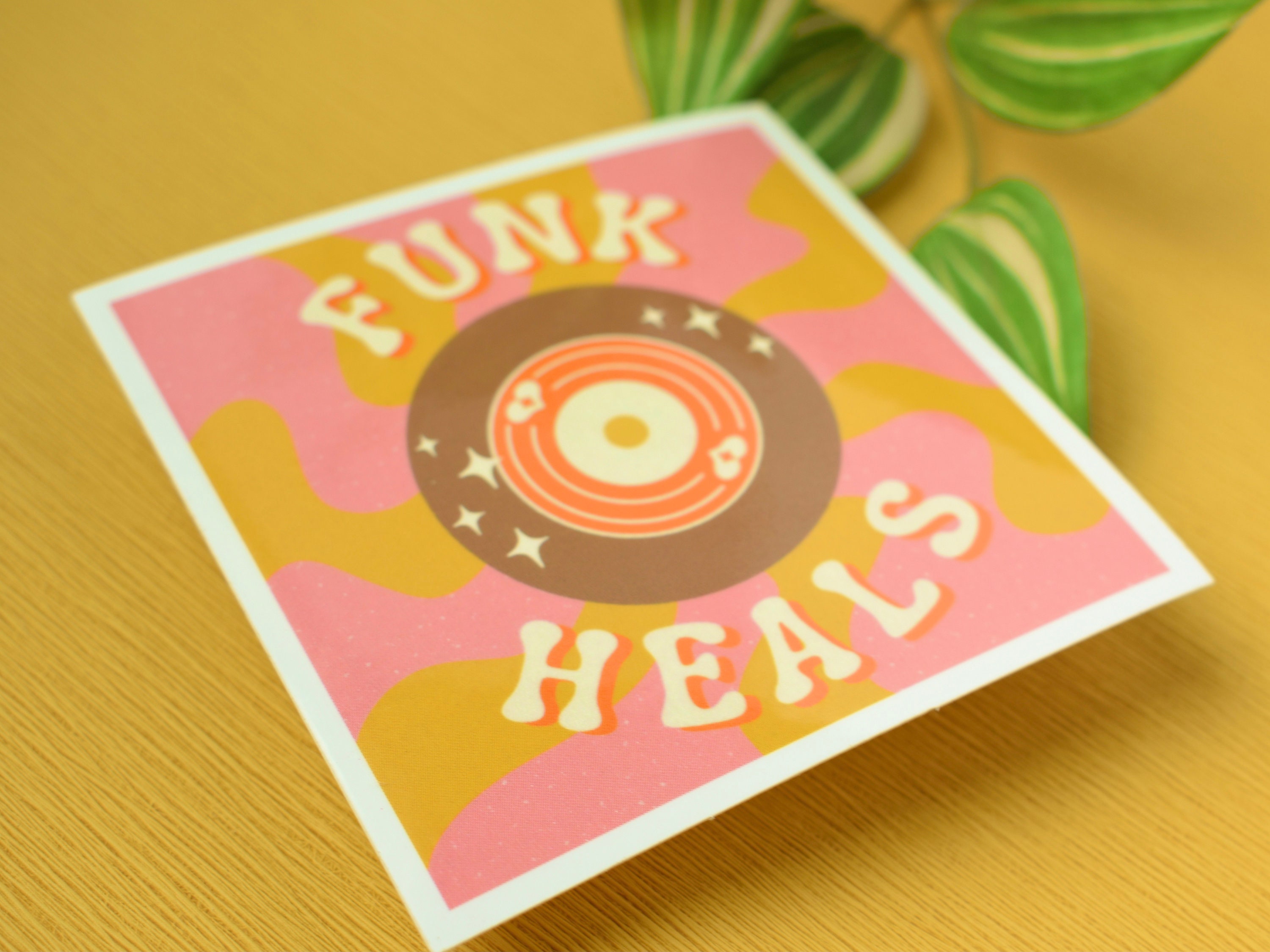 3 Retro Vinyl Sticker, Funk Heals, 1970s Sticker Design, Funk and Disco ...