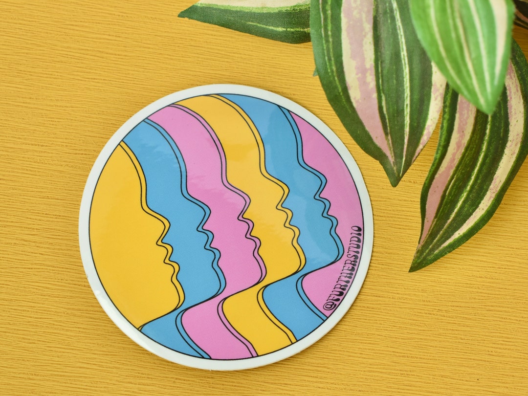 3" Retro Vinyl Sticker, Come Together Design, Psychedelic 60s Sticker ...