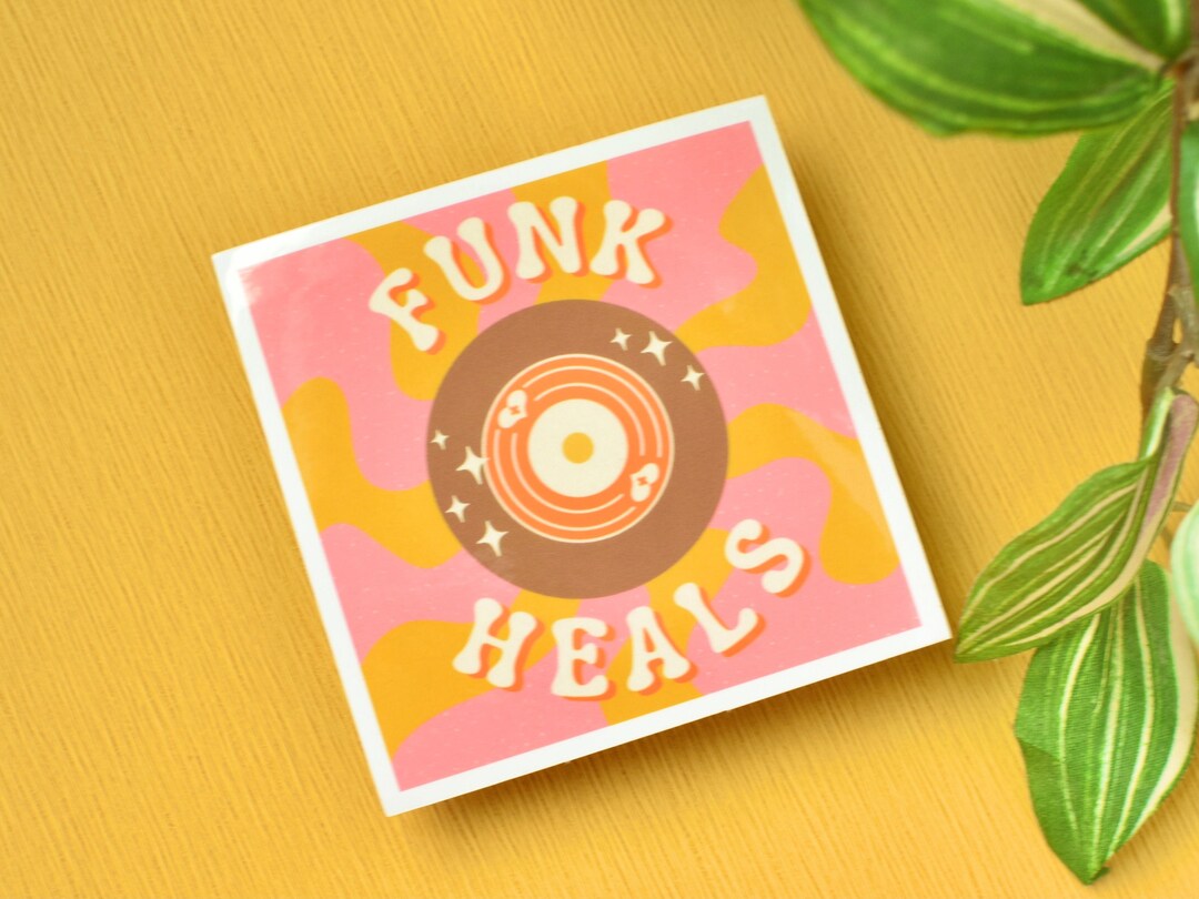 3" Retro Vinyl Sticker, Funk Heals, 1970s Sticker Design, Funk and ...