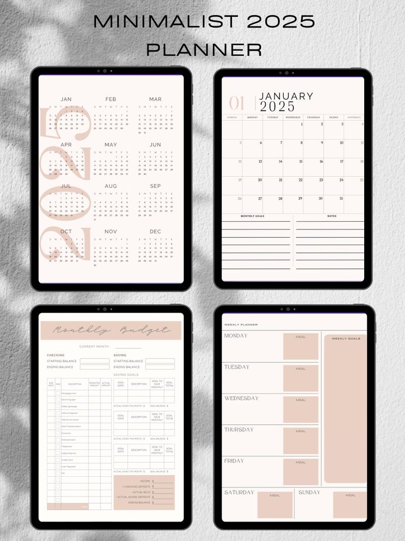 2025 Digital Planner, 2025 Printable PDF Planner, 2025 Budget Planner ...