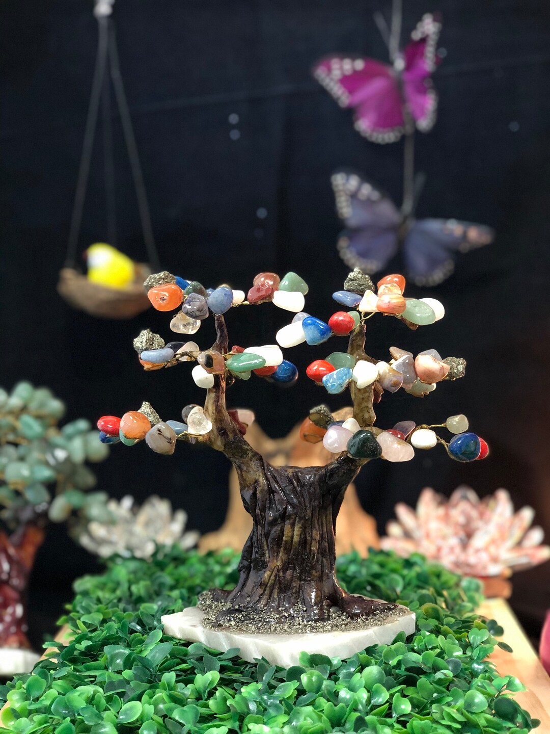 Gemstone Tree - Mix Stones Tree - Raw Mix Stones Cluster - Chakra Tree ...