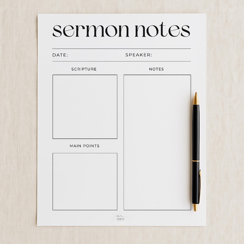 Printable Sermon Notes Page | Bible Study Journal | Church Notes | A4 ...