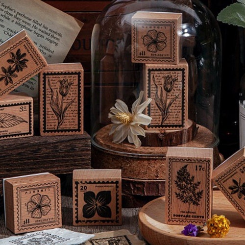 12 Style Vintage Wood Rubbe Stamp Postmark Seal Stamp for Card - Etsy