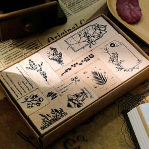 12pcs Floral Rubber Stamp Set Vintage Stamps Card Diary - Etsy