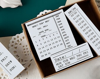 Planner Stamp Set Date Weekly Month Tracker Clock in Plann | Etsy