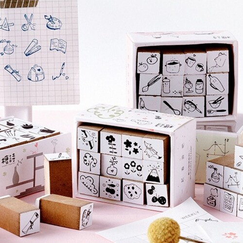 14pcs Daily Planner Rubber Stamp Set Schedule Diary Planner - Etsy