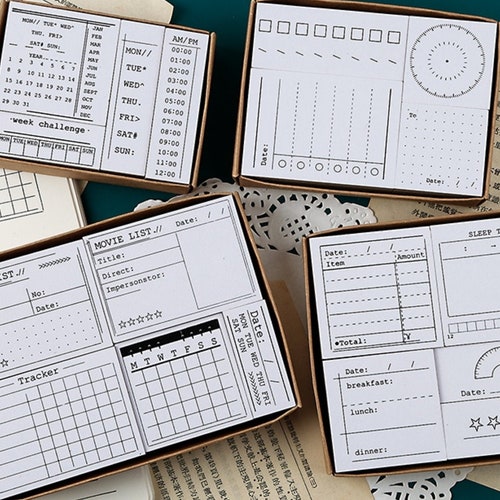 Planner Rubber Stamp Set Date Weekly Month Tracker Clock in - Etsy
