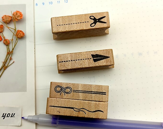 Lovely Line Break Stamps Split Line Wood Rubbe Stamps Set of 4pcs for ...